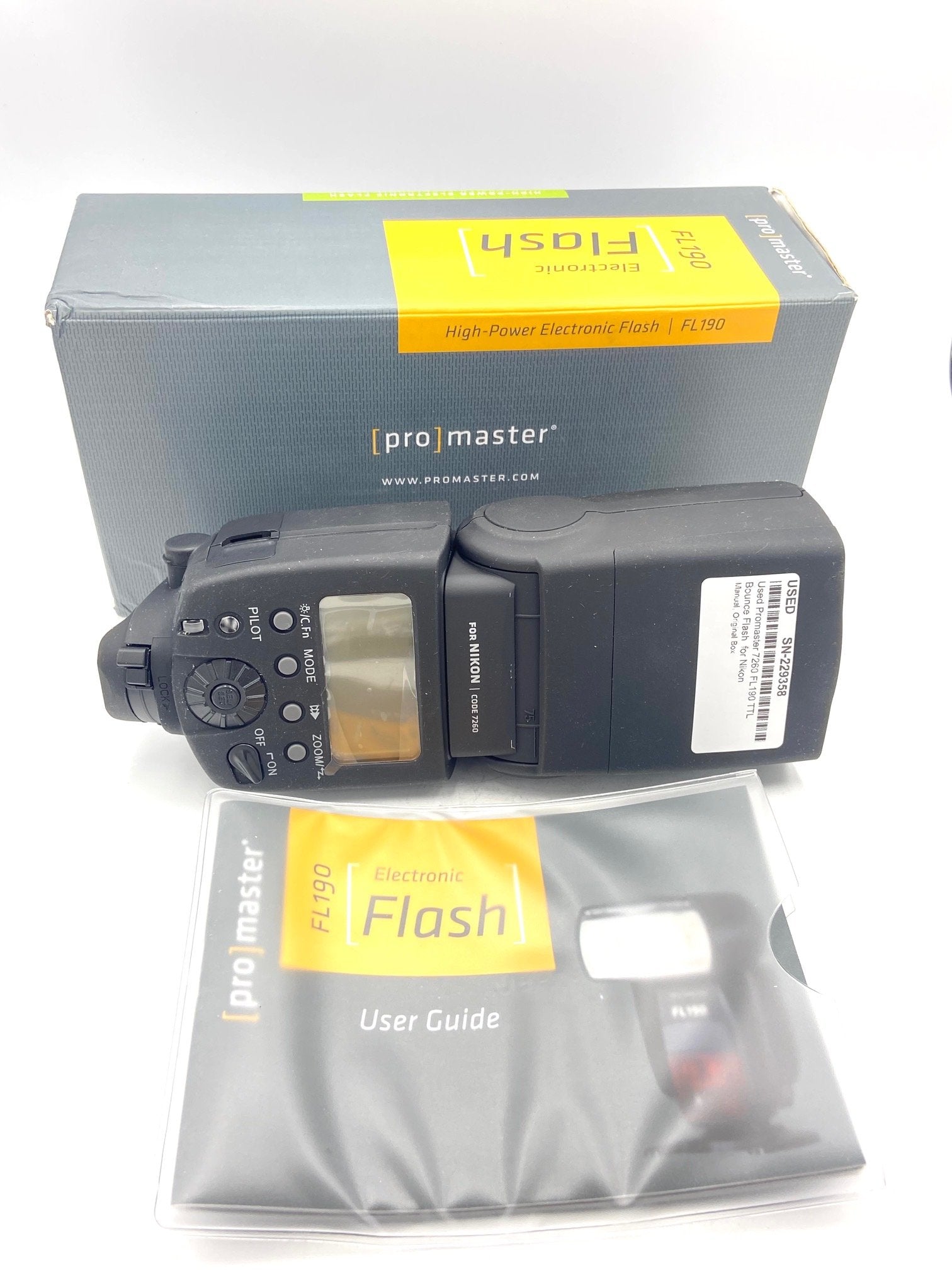 Used Promaster 7260 FL190 TTL Bounce Flash for Nikon