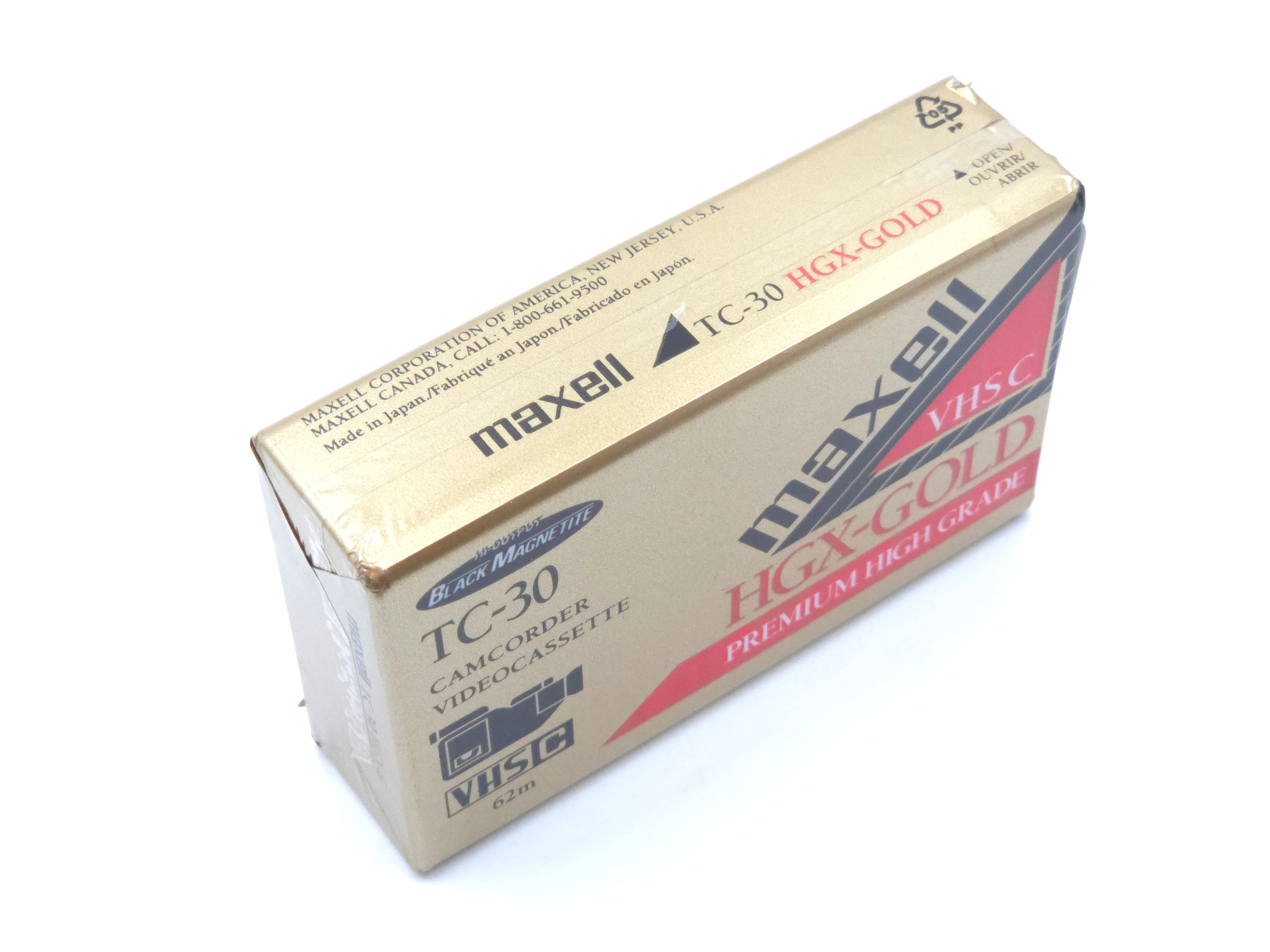 Unopened Maxell TC-30 VHS-C HGX-Gold (Single) Premium High-Grade Tapes